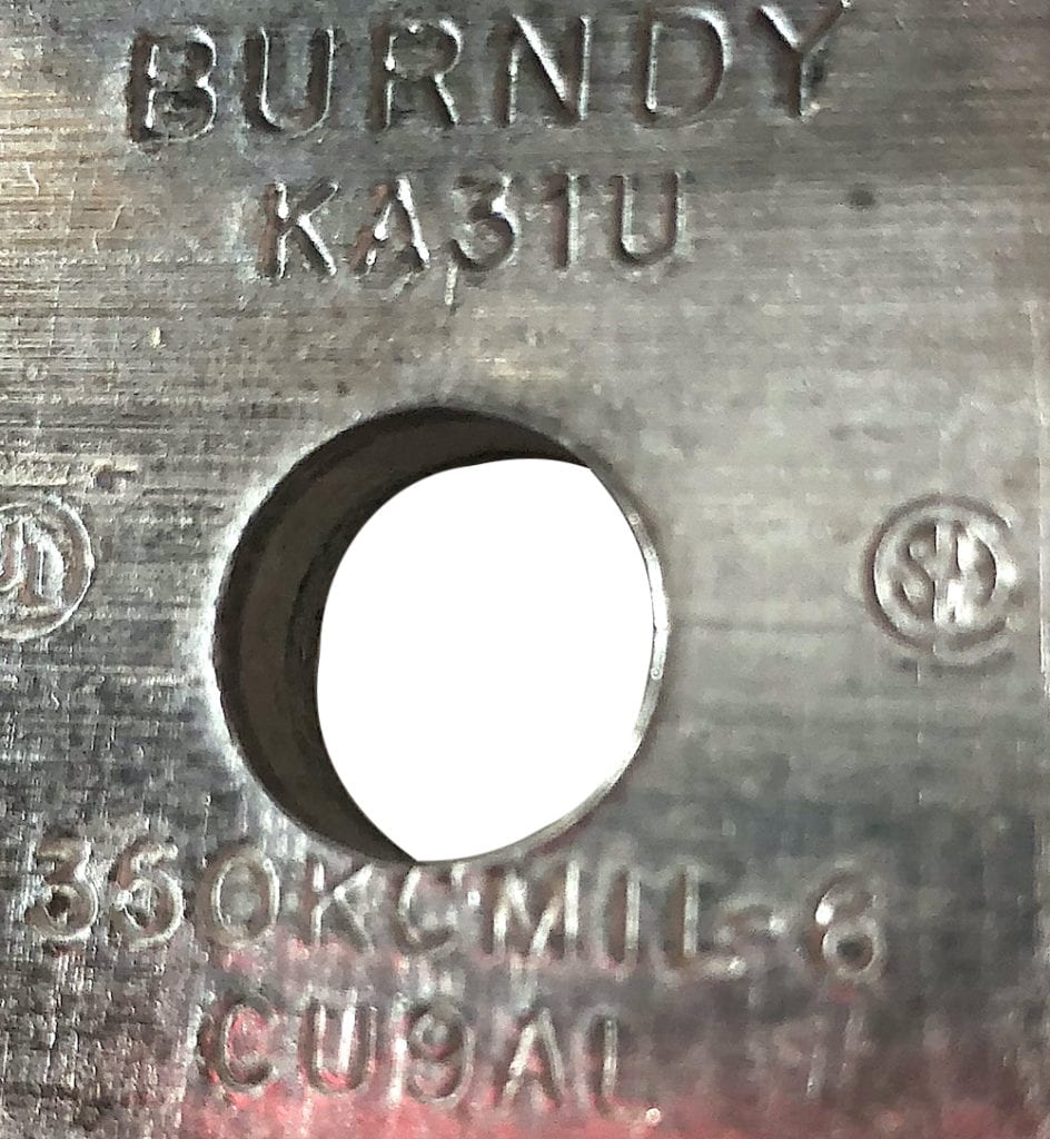 Burndy KA31U CU9AL 350KCMIL-6 Lugs (Set of 2) | Electrical Power and ...