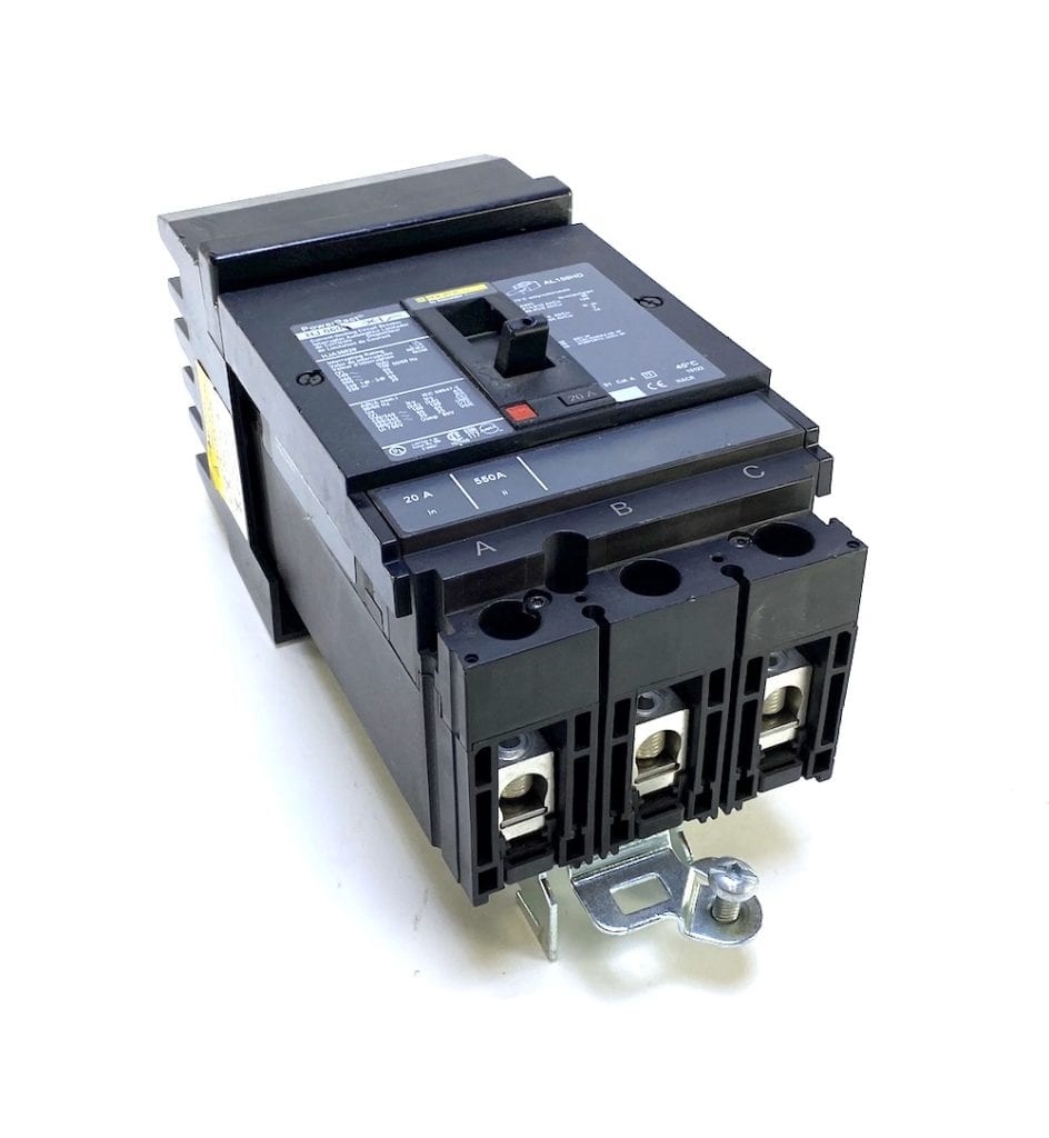 Square D HJA36020 3 Pole 20 Amp 600 Vac PowerPact Circuit Breaker
