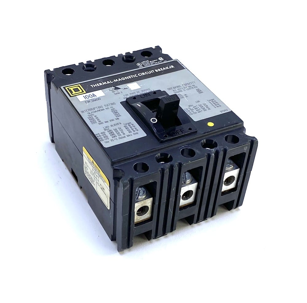 Square D FAL3610018M 3 Pole 100 Amp 600 Vac Circuit Breaker