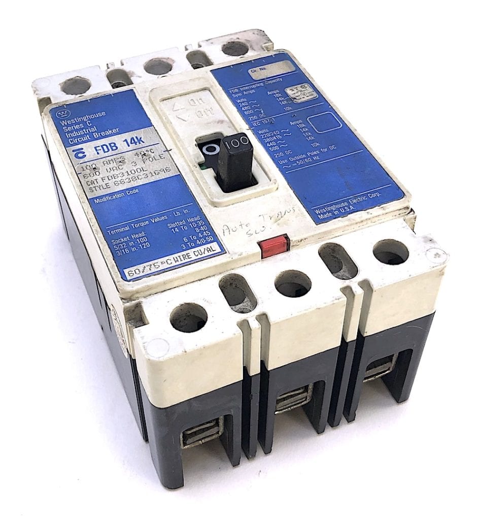 Cutler Hammer HFD3100L Blue Label 3 Pole 100 Amp 600 Vac Breaker