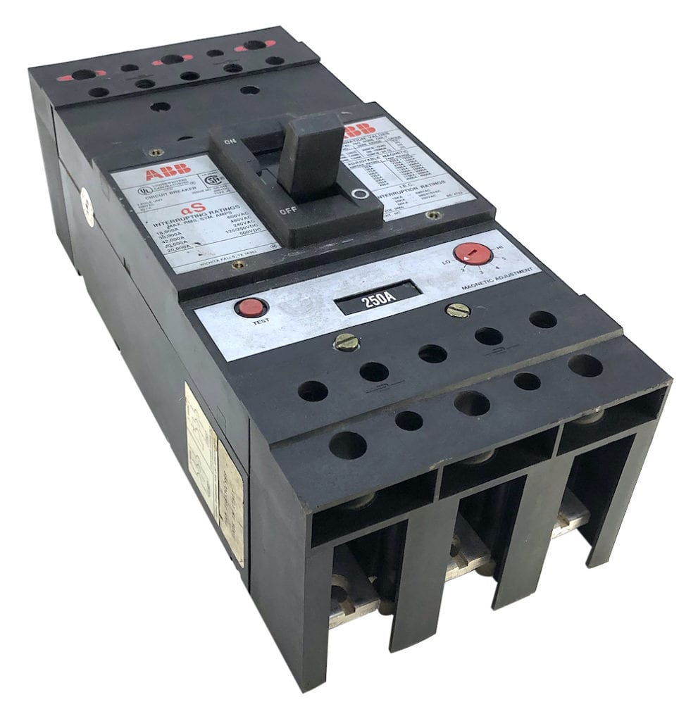 ABB SR-649 Type JS 3 Pole 400 Amp 600 Vac Breaker w/250 Amp Trip