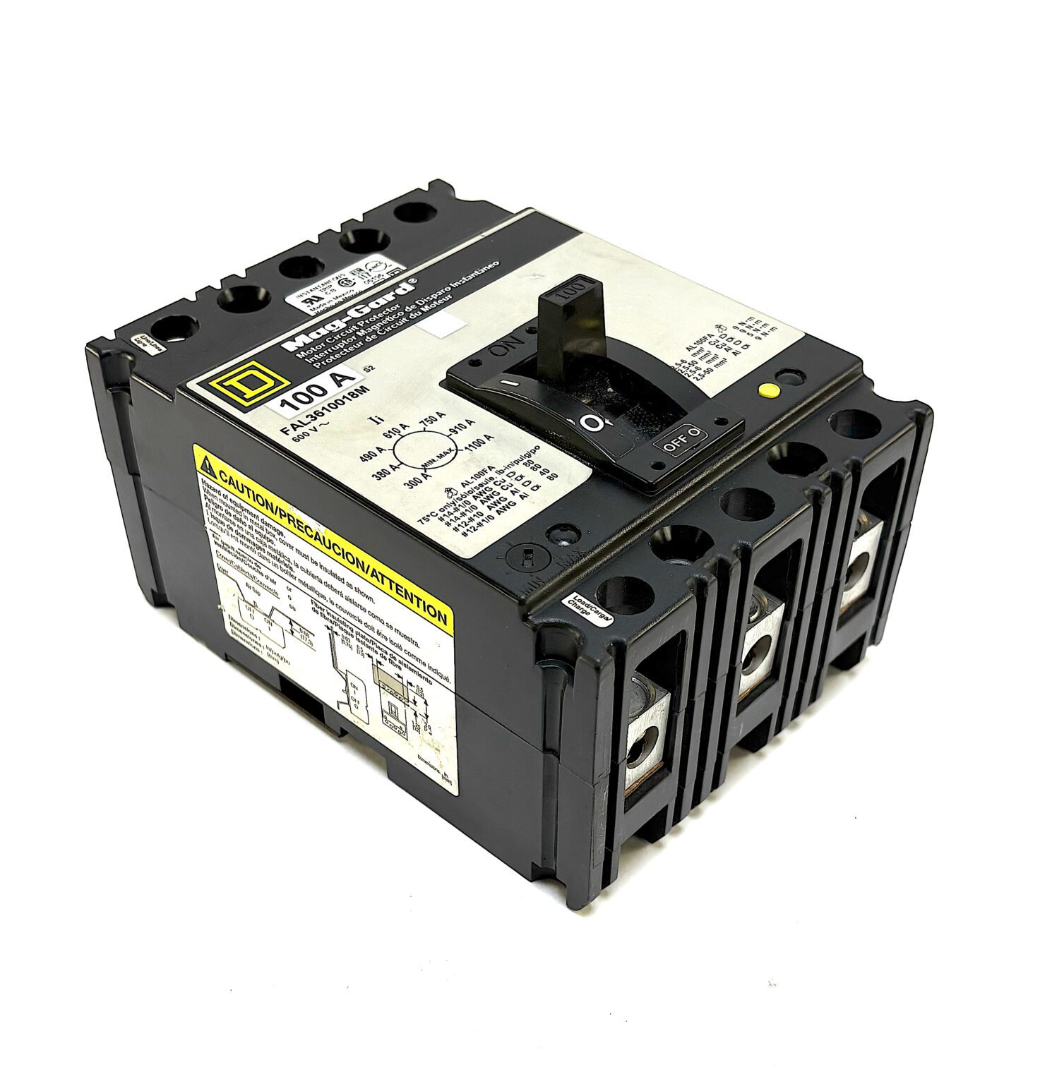 Square D FAL3610018M 3 Pole 100 Amp 600 Vac Circuit Breaker ...