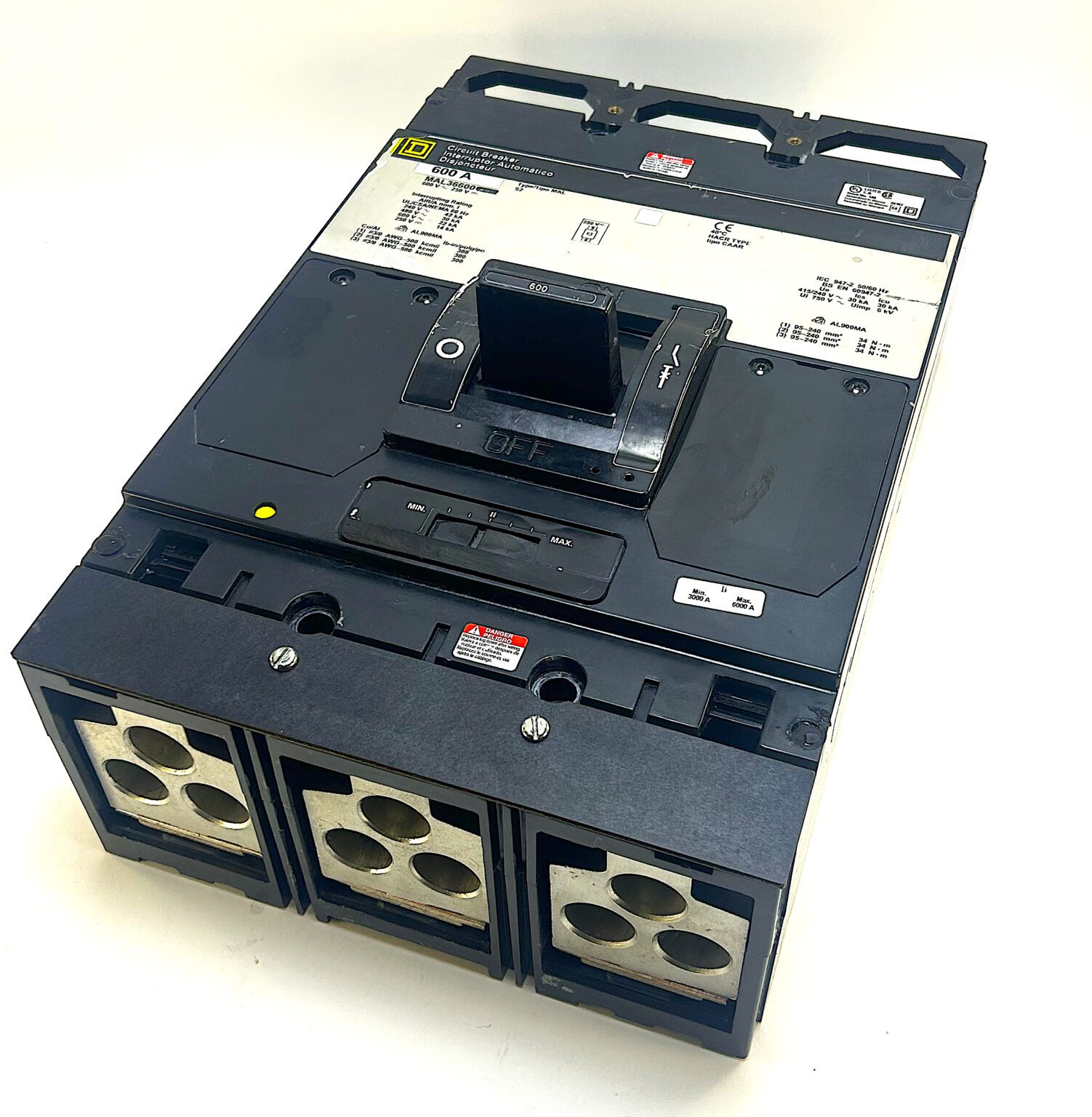 Square D MAL36600 3 Pole 600 Amp 600 Vac Circuit Breaker