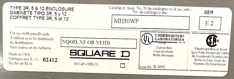 Square D MH50WP 3P4W 150A 208Y/120V 42 Cir Type 3R Breaker Panelboard ...