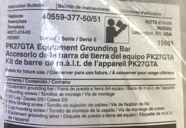 Square D PK27GTA Equipment Grounding Bar Kit (New In the Plastic ...