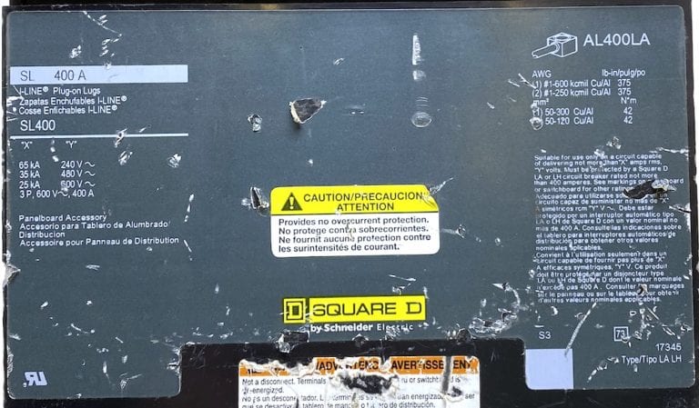 Square D SL400 3 Pole 400A 600V I-Line Sub-Feed Lugs (Minor Chip ...