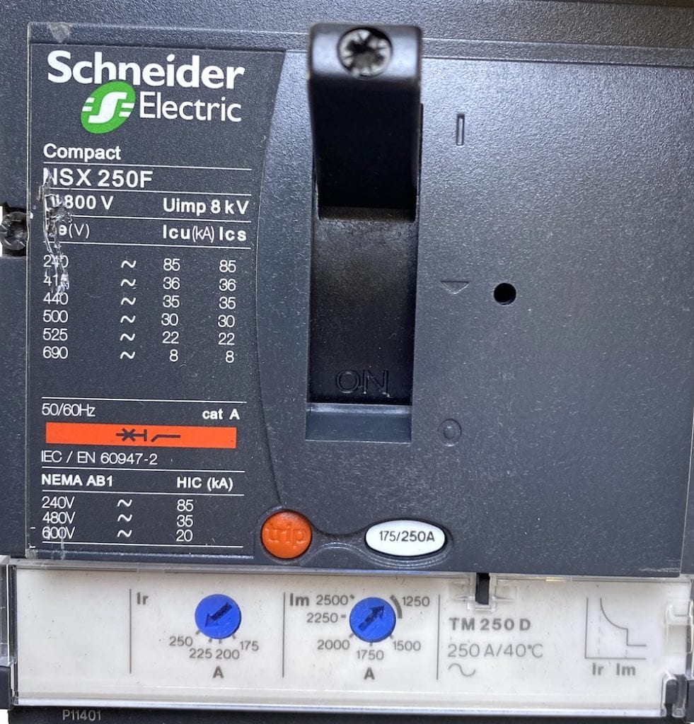 Schneider Electric NSX250F 3 Pole 250 Amp 600 Vac Compact Breaker ...