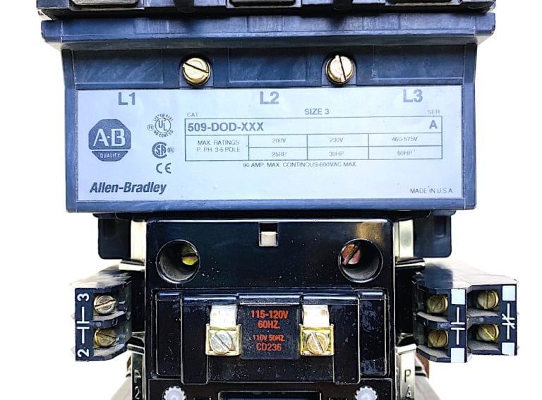 Allen Bradley 509-DOD-XXX Size 3 Starter w/23-75 Amp SS Overload