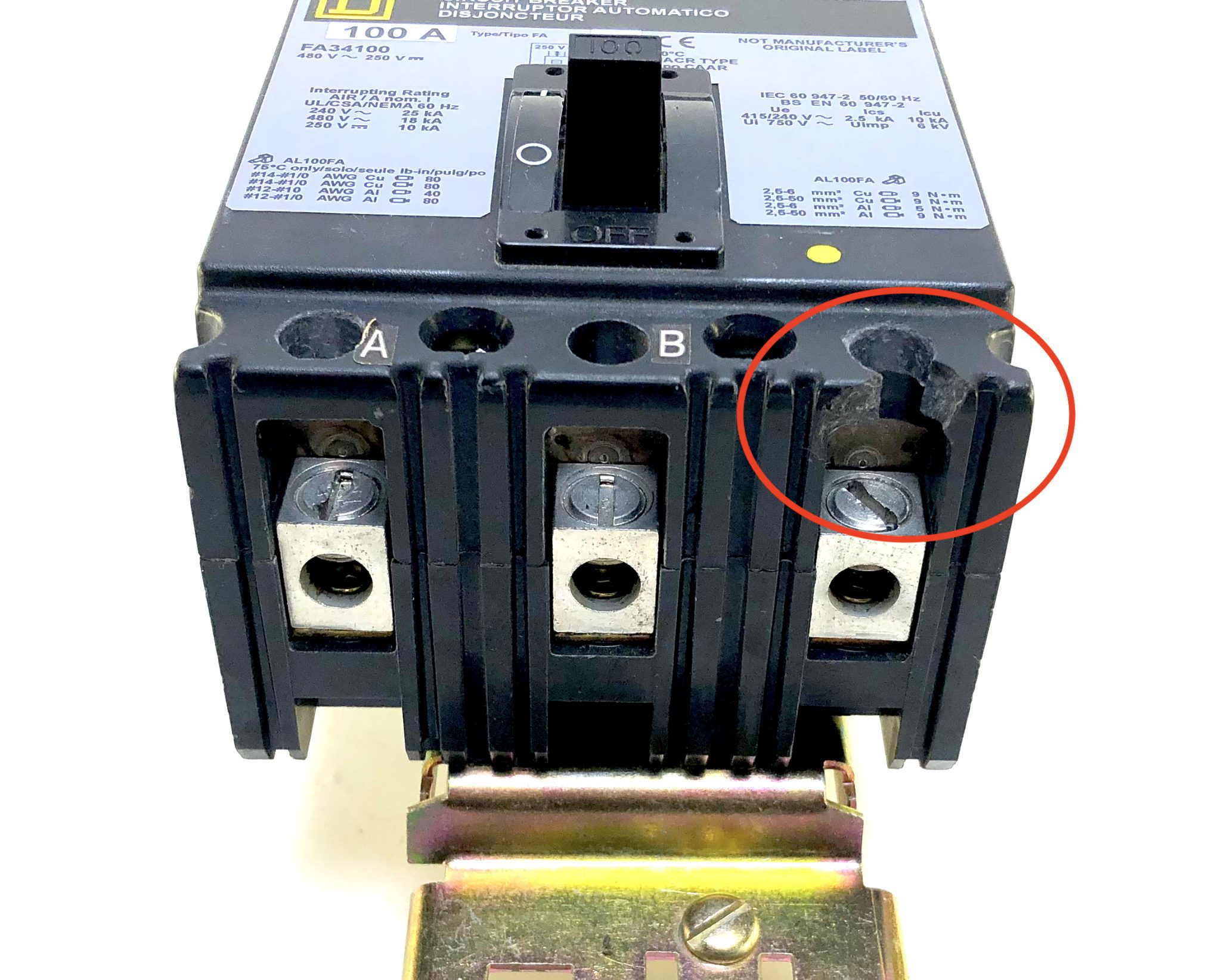 Square D FA34100 3 Pole 100Amp 480V I-Line Circuit Breaker (Chip)