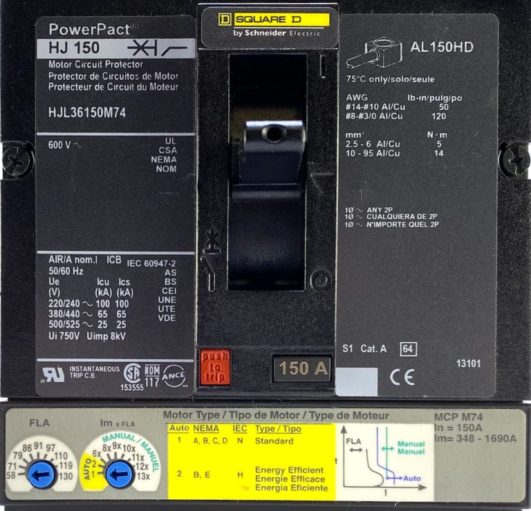 Square D HJL36150M74 3 Pole 150 Amp 600V PowerPact Breaker (NIB)