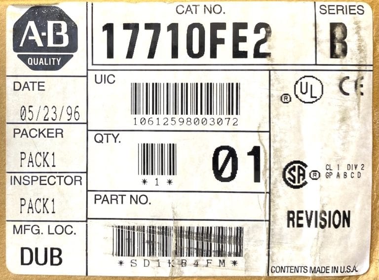 Allen Bradley 1771-OFE2 Ser B 12 Bit Analog Output Module (NIB)