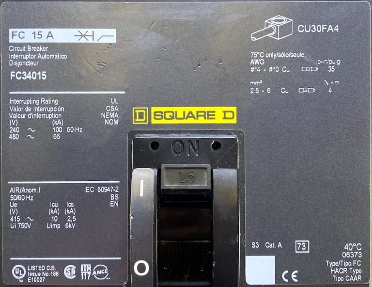 Square D FC34015 3 Pole 100 Amp 480 Vac I-Line Circuit Breaker
