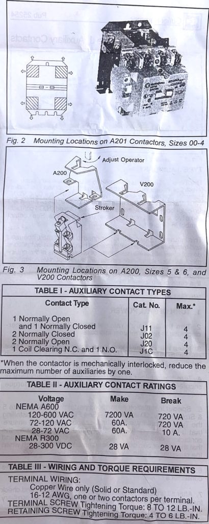 Eaton J1C 9084A17G04 Type J Auxiliary Contacts (NIB)