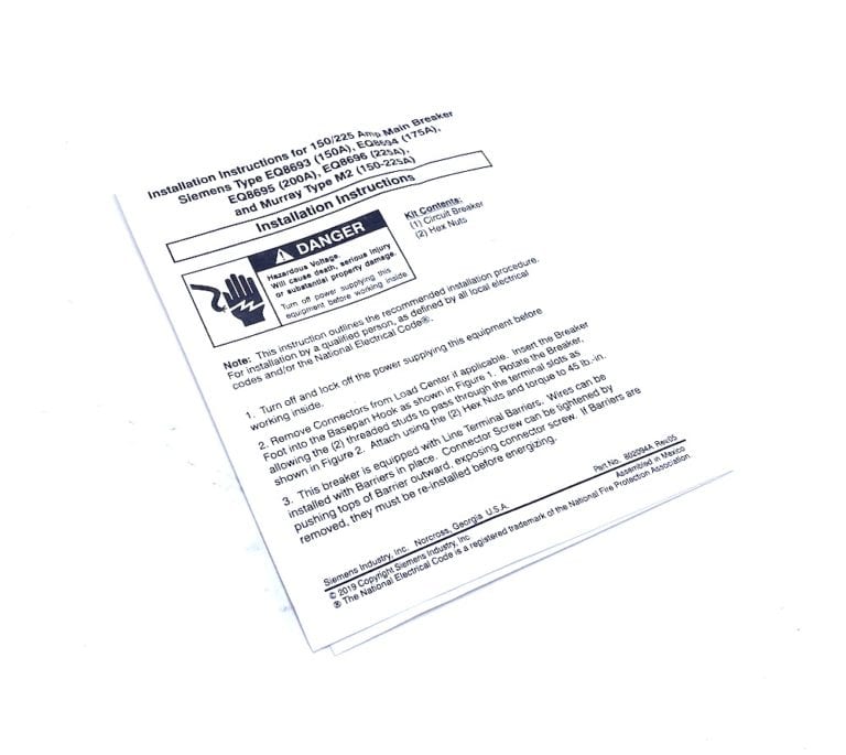 Siemens MBK200A 2 Pole 200 Amp 120/240 Vac Circuit Breaker (NIB)