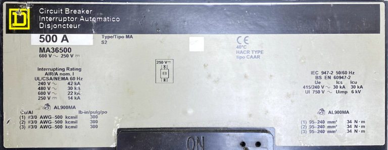 Square D MA36500 3 Pole 500 Amp 600V I-Line Breaker (Minor Chip)