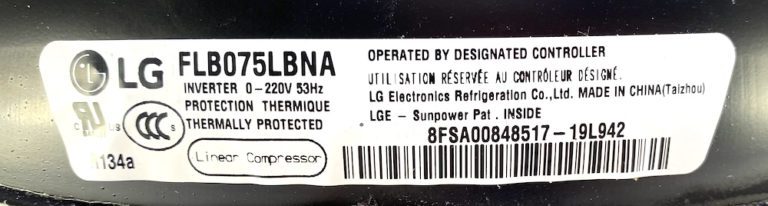 LG FLB075LBNA TCA36691602 Refrigerator Compressor (New In Box)