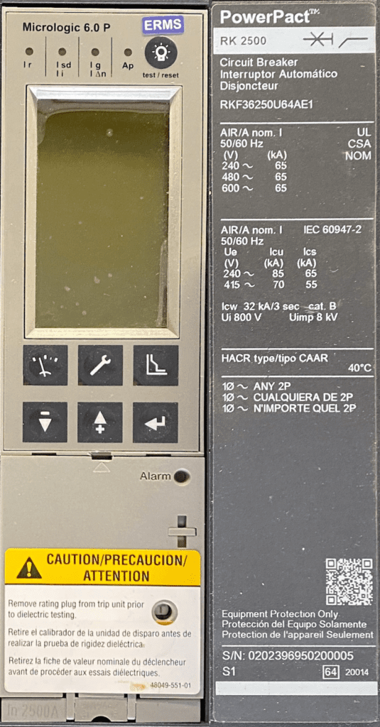 Square D QED 3P4W 2500 Amp 480Y/277V Main Breaker Cabinet w/ERMS