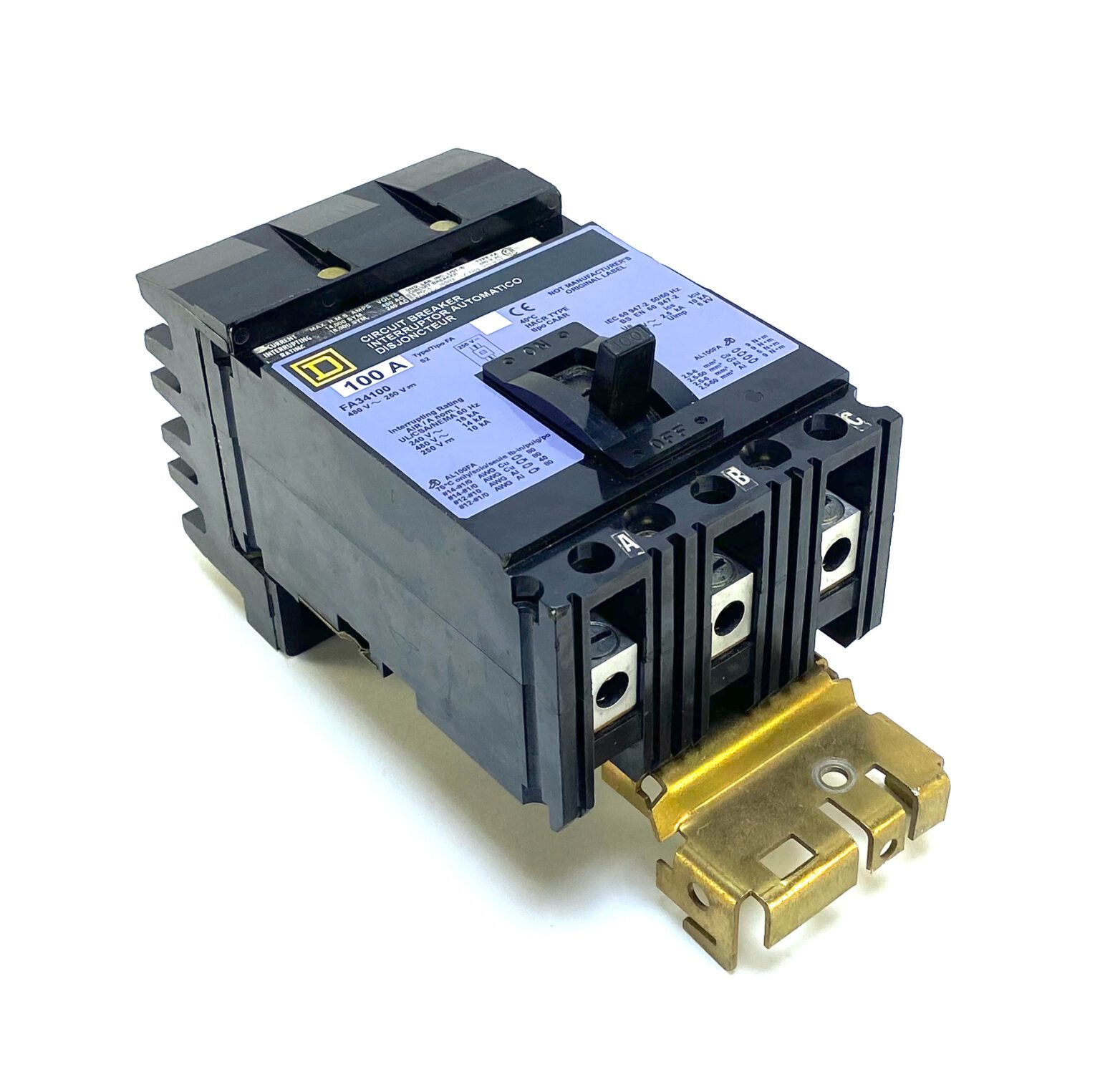 Square D FA34100 3 Pole 100 Amp 480 Vac I-Line Breaker (CHIP)