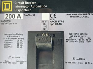 Square D KA36200 3 Pole 200 Amp 600 Vac I-Line Circuit Breaker