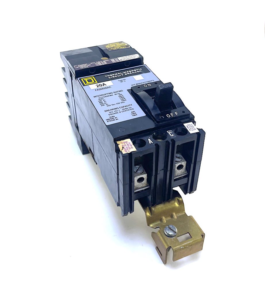 Square D FA26020AC 2 Pole 20 Amp 600 Vac I-Line Breaker A/C Phase