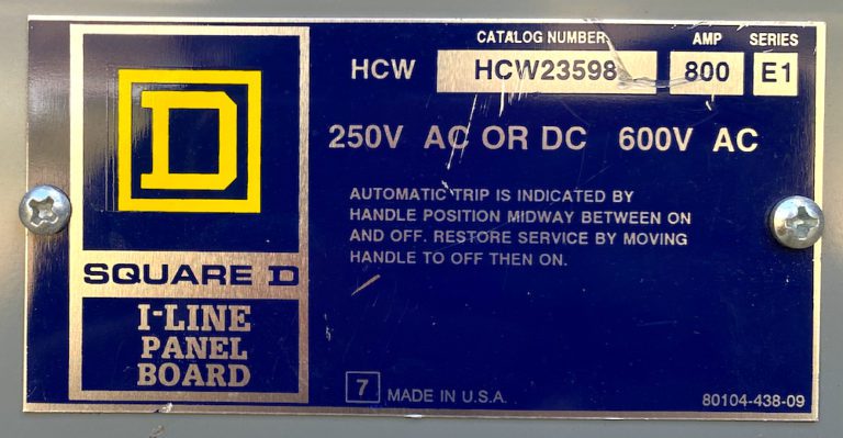 Square D HCW23598 HCW 3 Phase 800 Amp 600 Vac I-Line MLO Panel