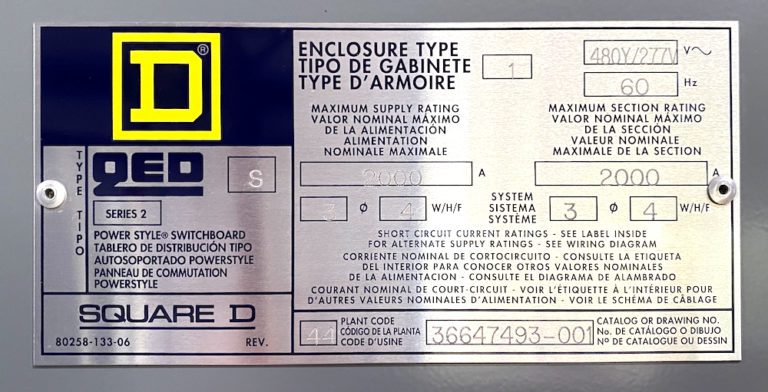 Square D Type QED 3P4W 2000 Amp 480Y/277 Vac I-Line Panel (NEW)