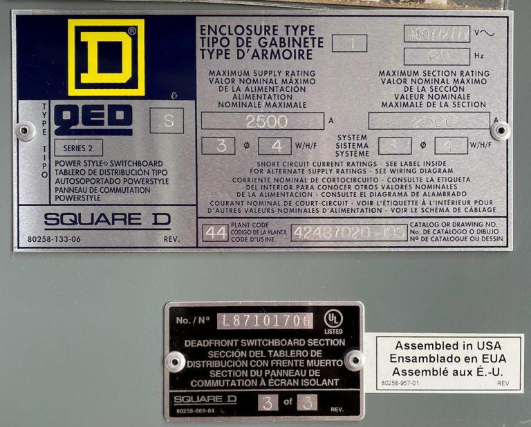 Square D Type QED 3P4W 2500 Amp 600V I-Line Panel / Distribution