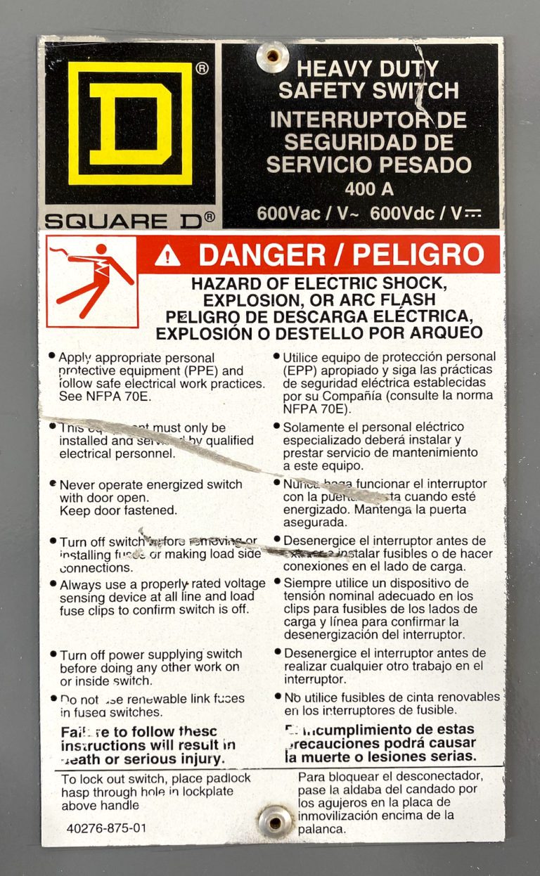 Square D H365AWK 3P4W Type 3R 400 Amp 600V Fusible Safety Switch