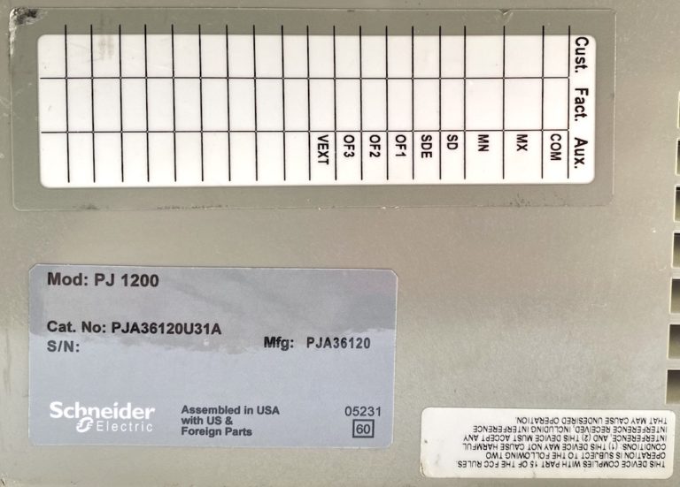 Square D PJA36120U31A 3P 1200 Amp 600Vac I-Line PowerPact Breaker