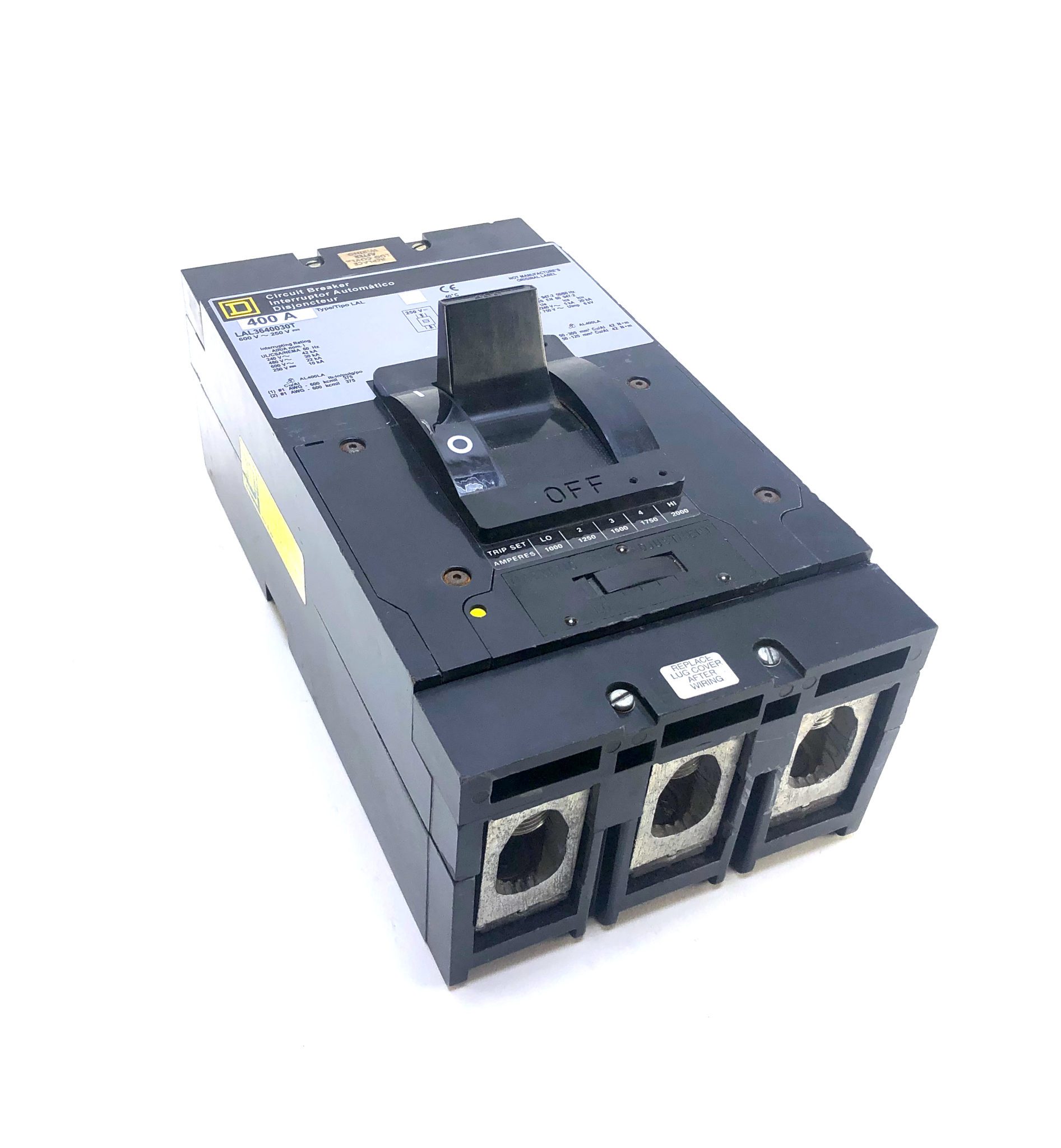 Square D LAL3640030T 3 Pole 400 Amp 600 Vac Circuit Breaker