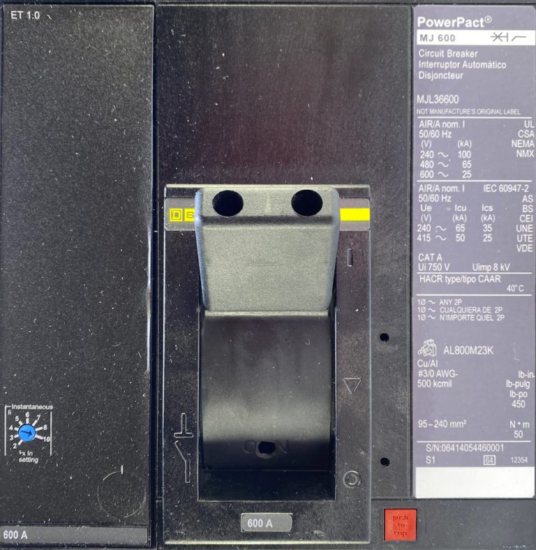 Square D MJL36600 3 Pole 600 Amp 600Vac PowerPact Circuit Breaker