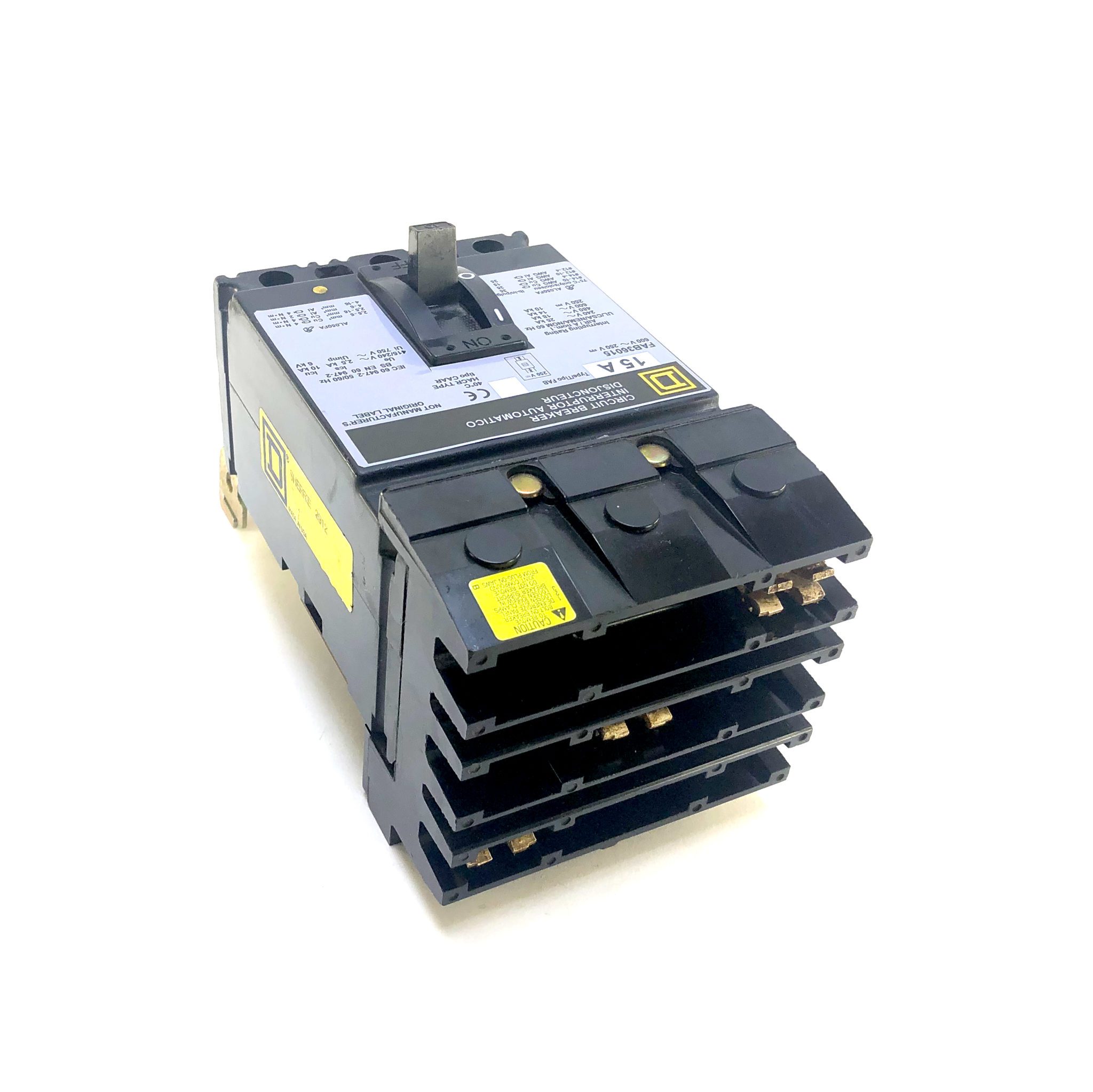 Square D FAB36015 3 Pole 15 Amp 600 Vac I-Line Circuit Breaker