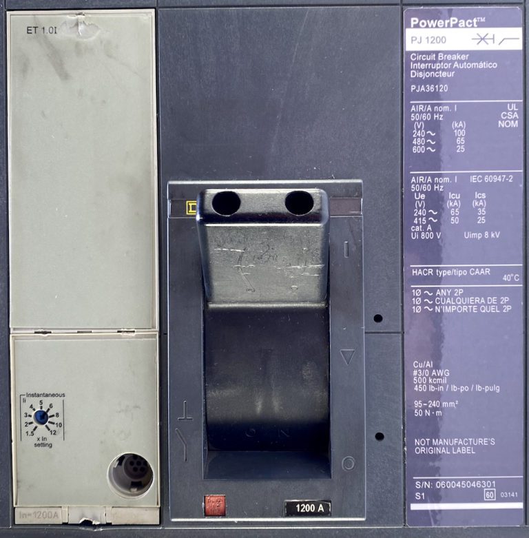 Square D PJA36120 3 Pole 1200A I-Line PowerPact Breaker (CHIPPED)