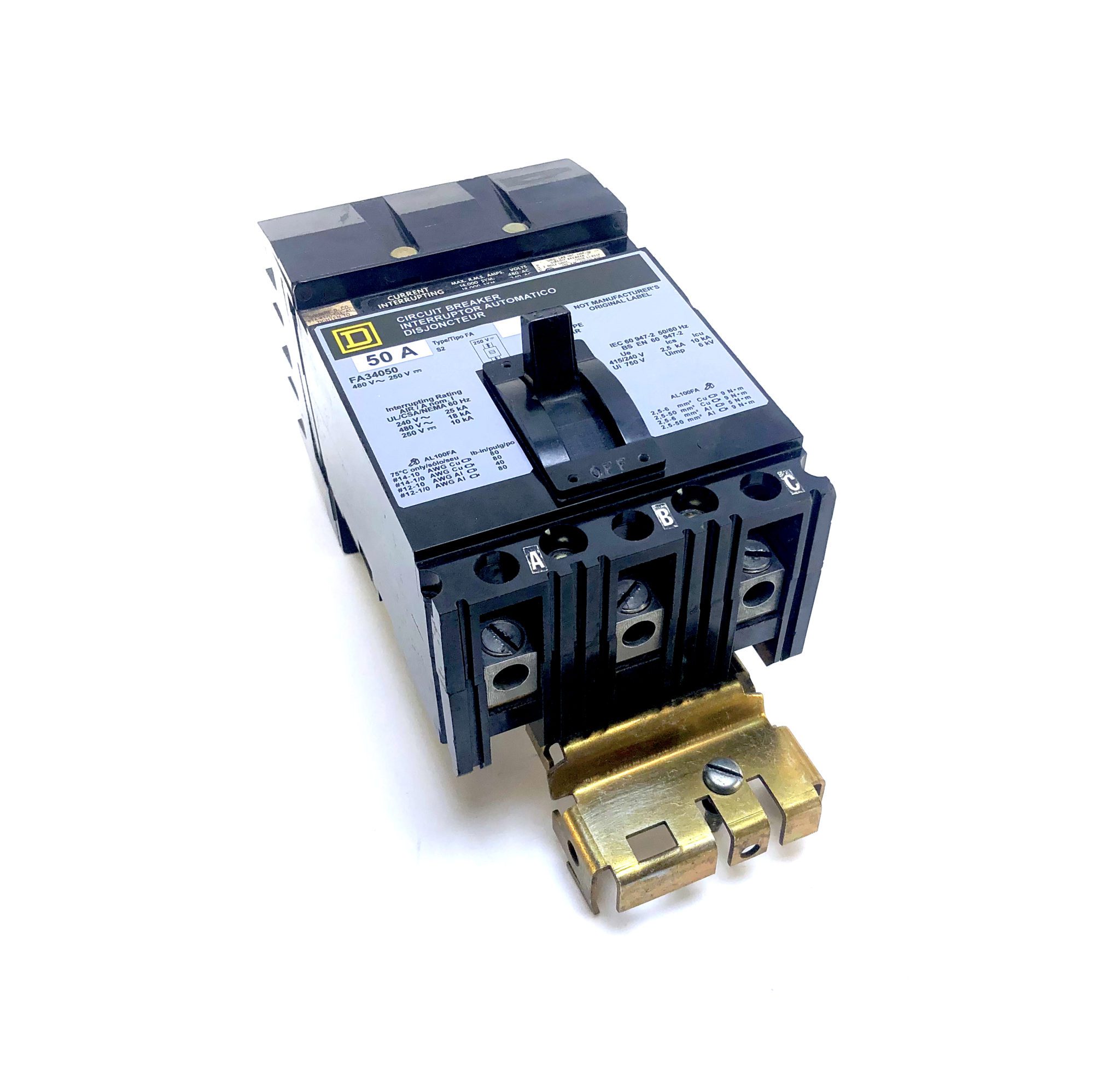 Square D FA34050 3 Pole 50 Amp 480 Vac I-Line Circuit Breakers
