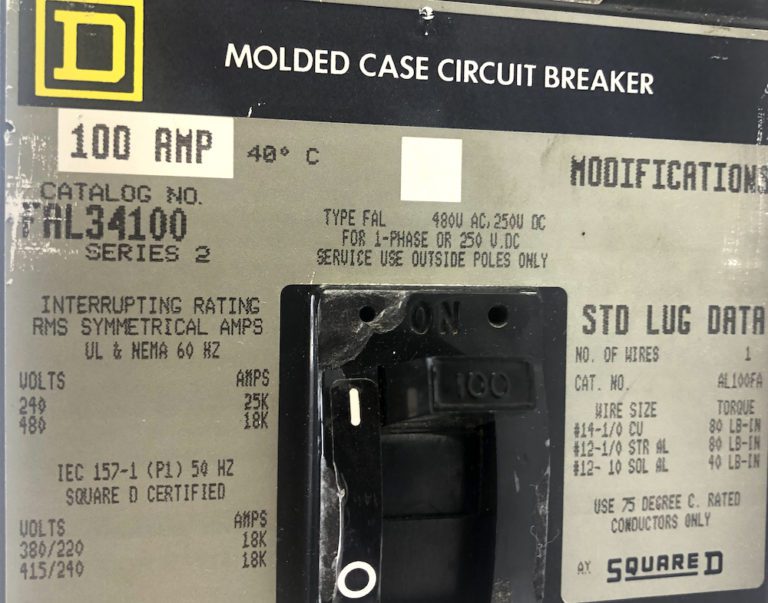Square D FAL34100 3 Pole 100 Amp 480 Vac Circuit Breaker (CHIP)