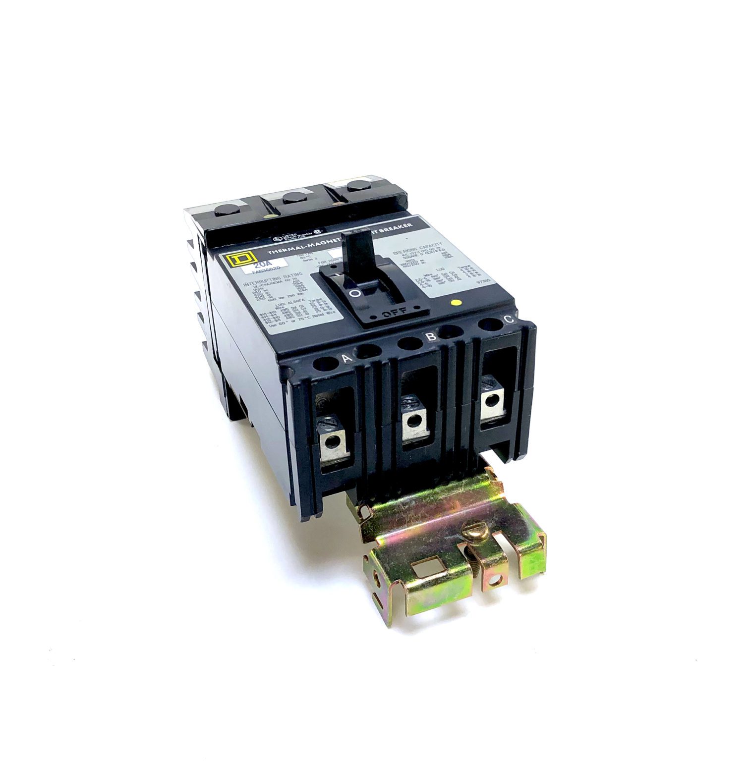 Square D FAB36020 3 Pole 20 Amp 600 Vac I-Line Circuit Breaker