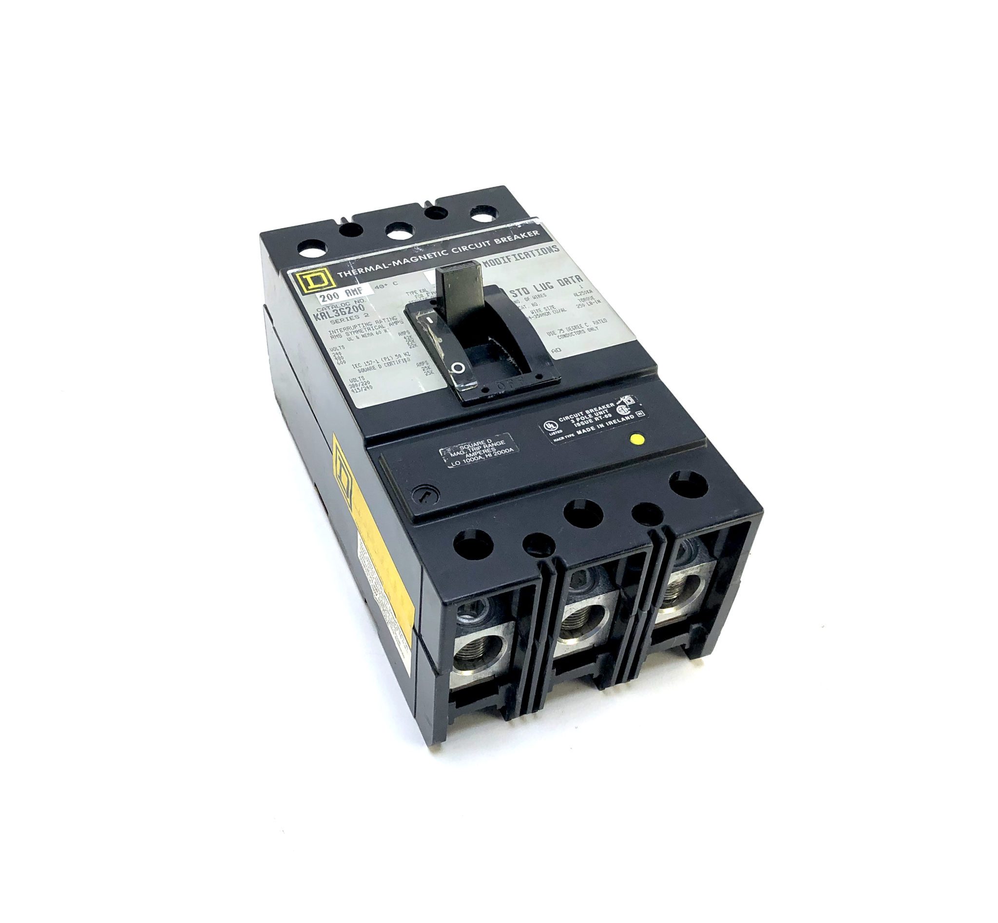 Square D KAL36200 3 Pole 200 Amp 600 Vac Circuit Breaker
