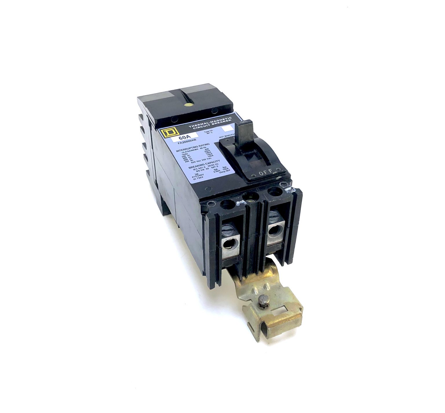 Square D FA26060AB 2 Pole 60 Amp 600 Vac I-Line Circuit Breaker