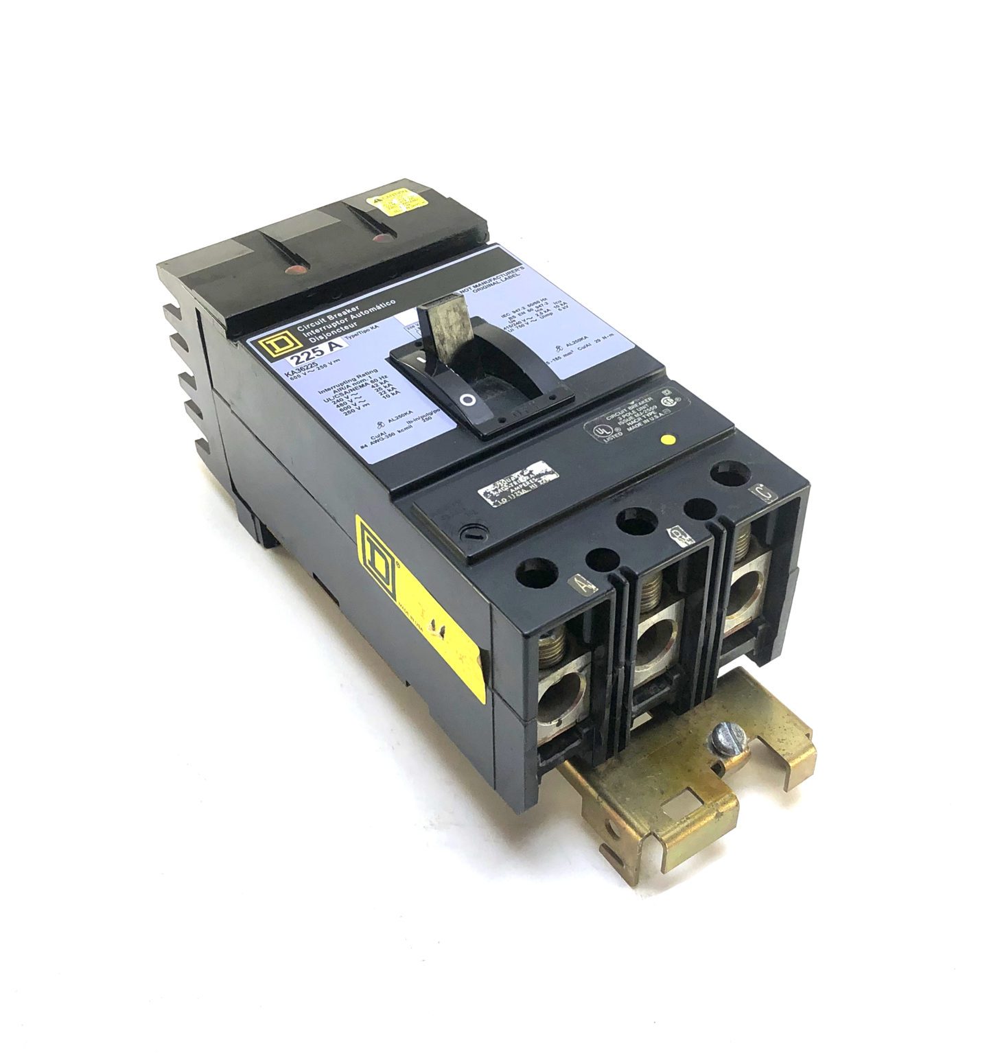 Square D KA36225 3 Pole 225 Amp 600 Vac I-Line Circuit Breaker