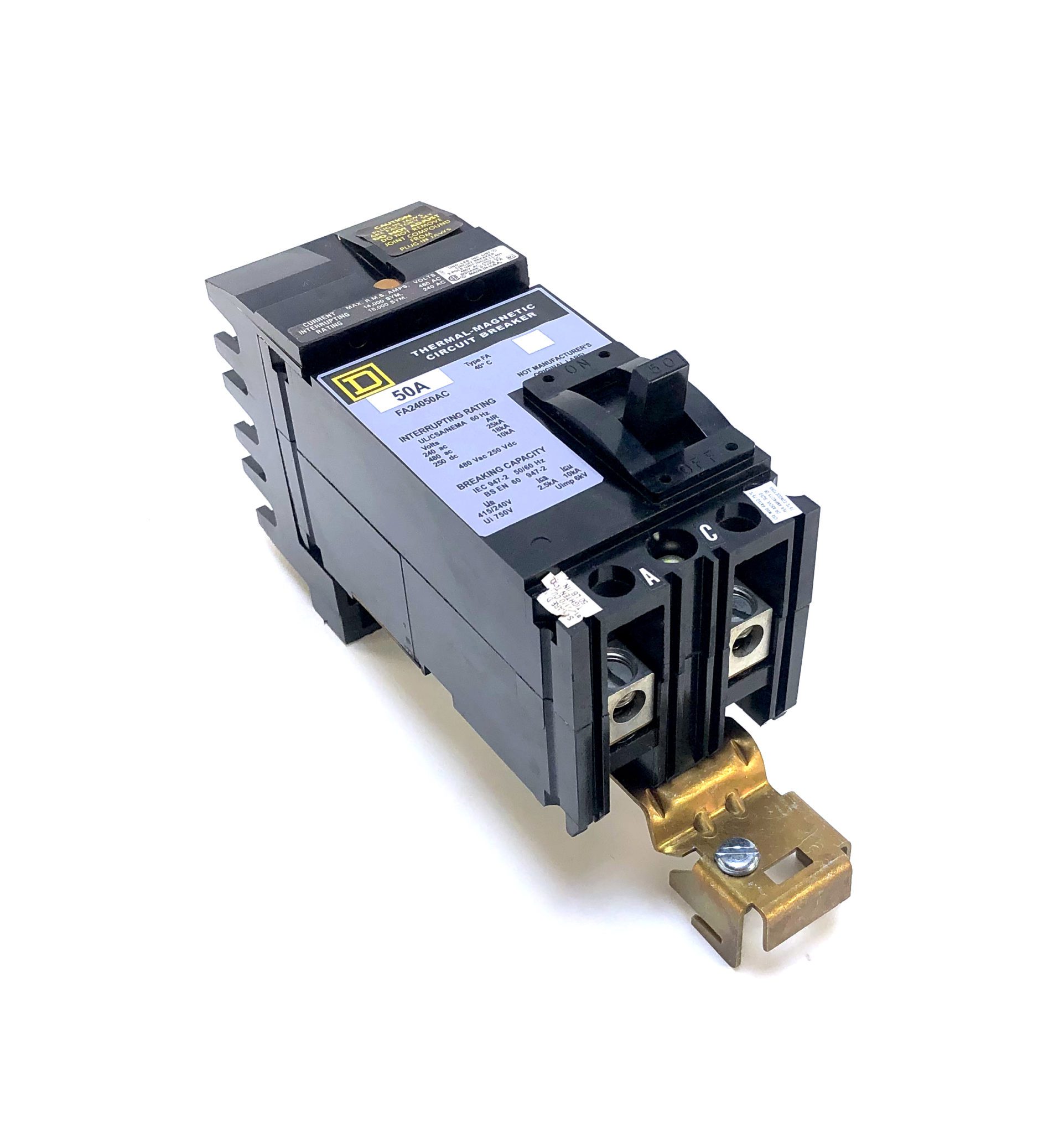 Square D FA24050AC 2 Pole 50 Amp 480 Vac I-Line Circuit Breaker