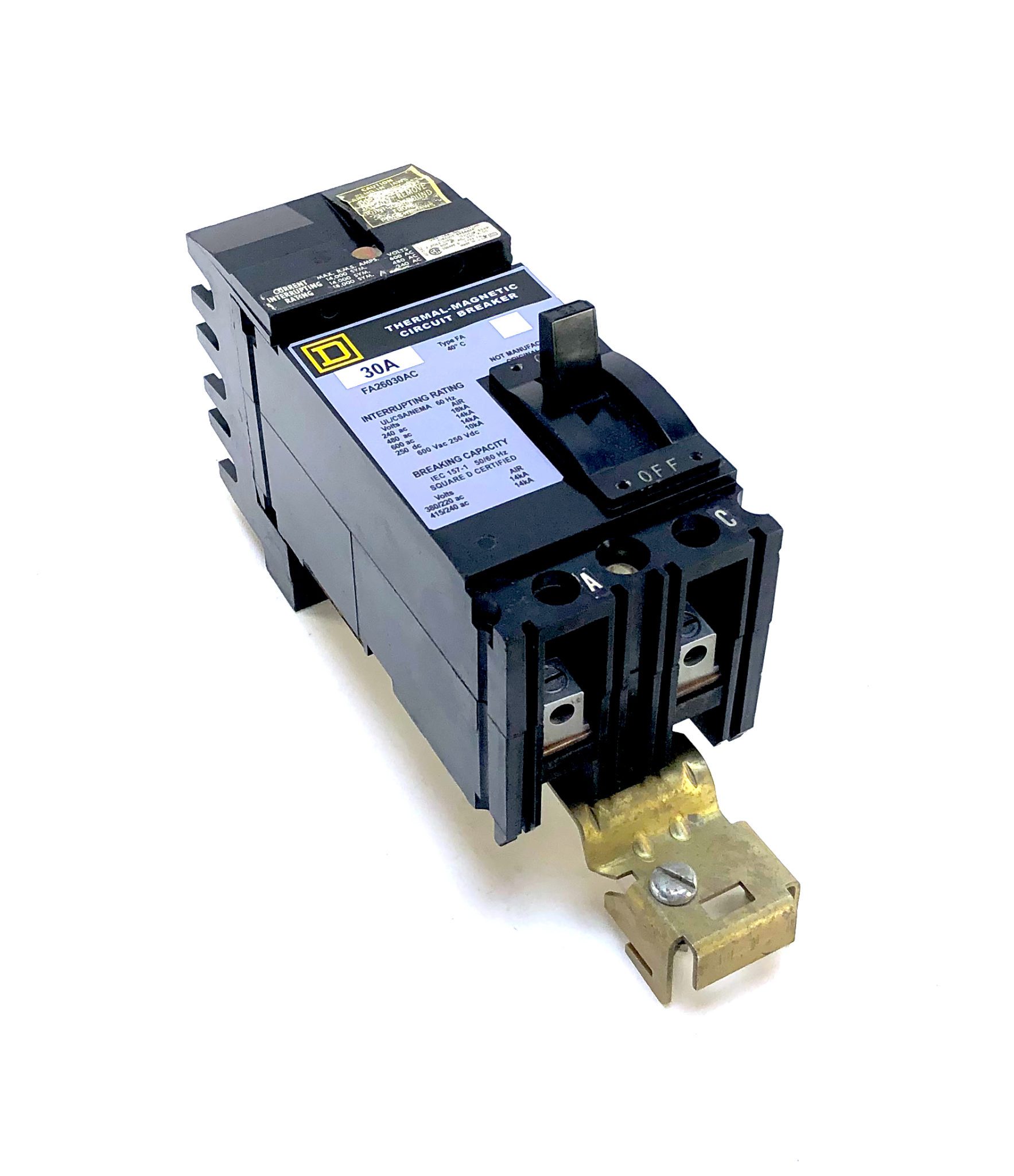 Square D FA26030AC 2 Pole 30 Amp 600 Vac I-Line Circuit Breaker