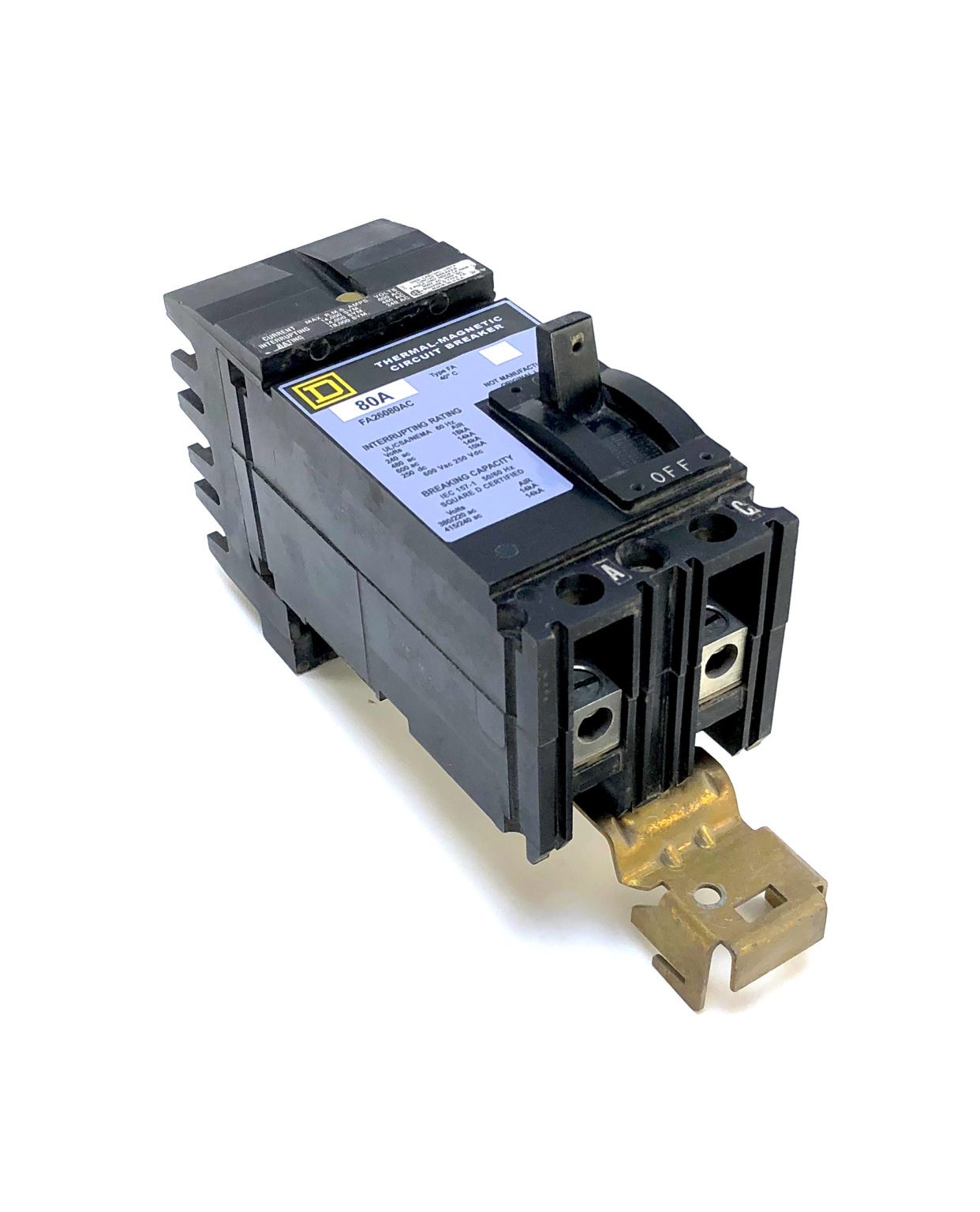 Square D FA26080AC 2 Pole 80 Amp 600 Vac I-Line Breaker A/C Phase
