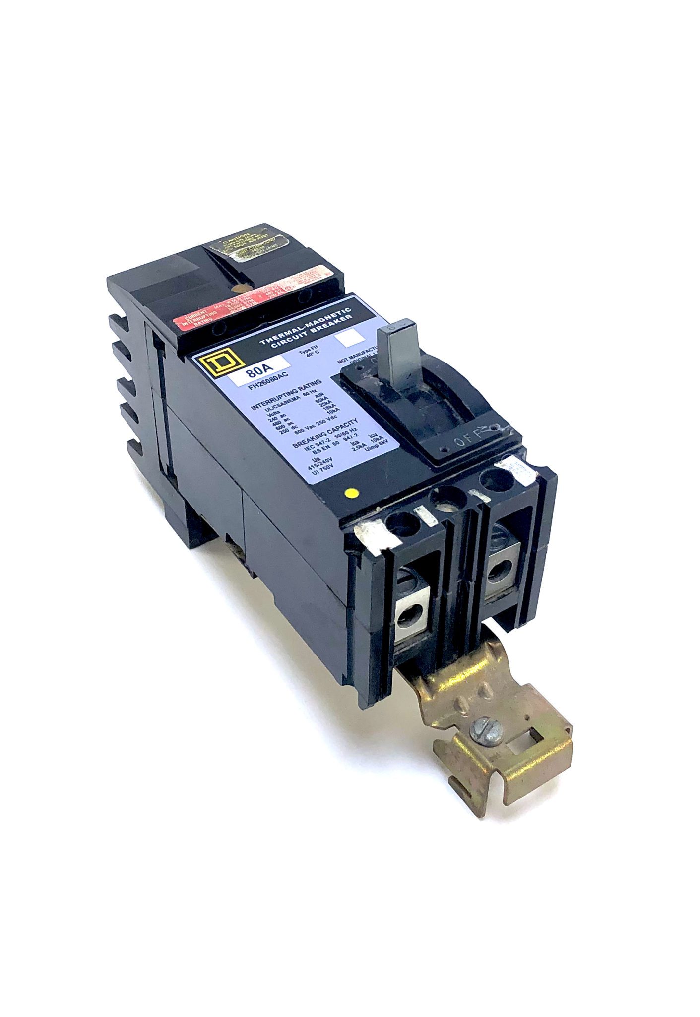 Square D FH26080AC 2 Pole 80 Amp 600 Vac I-Line Breaker A/C Phase
