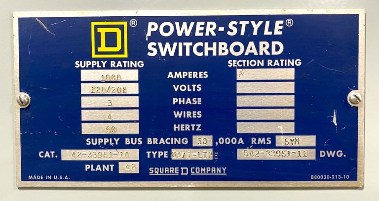 Square D 3P4W 1000A 208/120V 42 Circuits MLO I-Line Breaker Panel