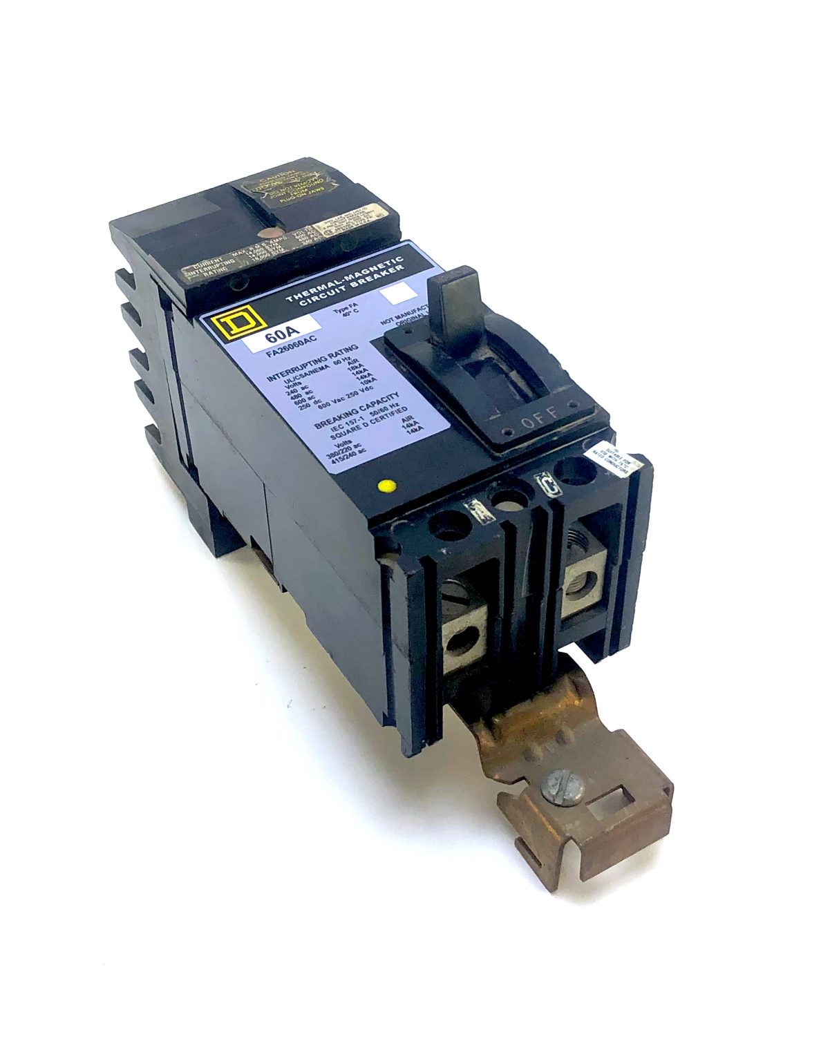 Square D FA26060AC 2 Pole 60 Amp 600 Vac I-Line Breaker A/C Phase