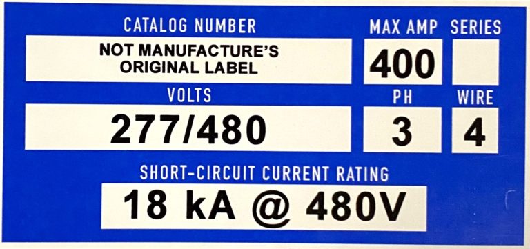 Aftermarket 3P4W 400A 480/277V 18kA MLO Breaker Panel w/Breakers
