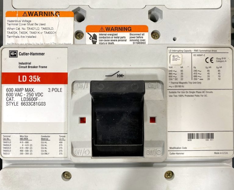 Cutler Hammer LD3600F 3P 600 Amp 600V Breaker w/SLDN600 Enclosure