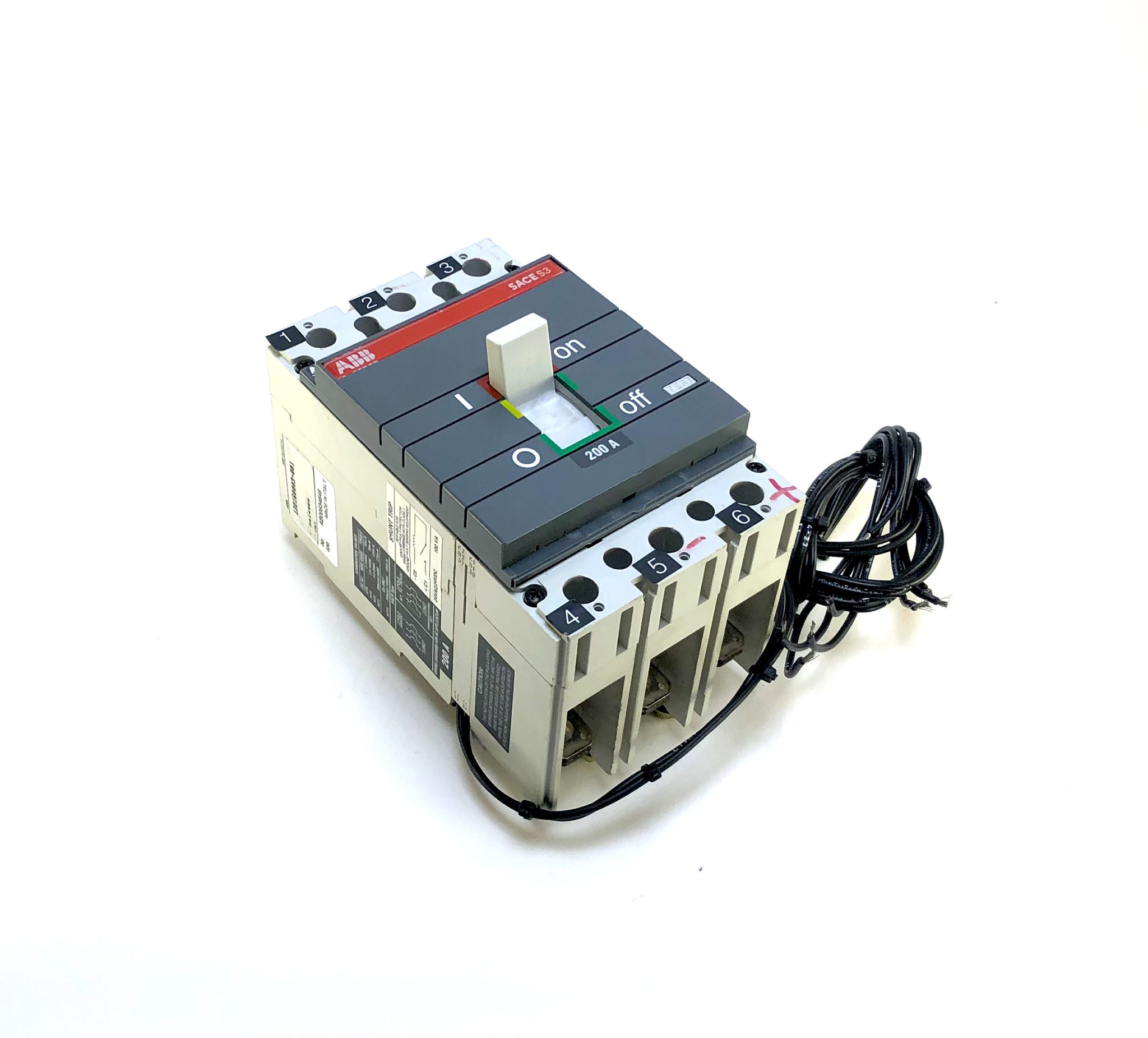 ABB SACE S3B 3 Pole 200 Amp 600 Vac Circuit Breaker w/Shunt + Aux