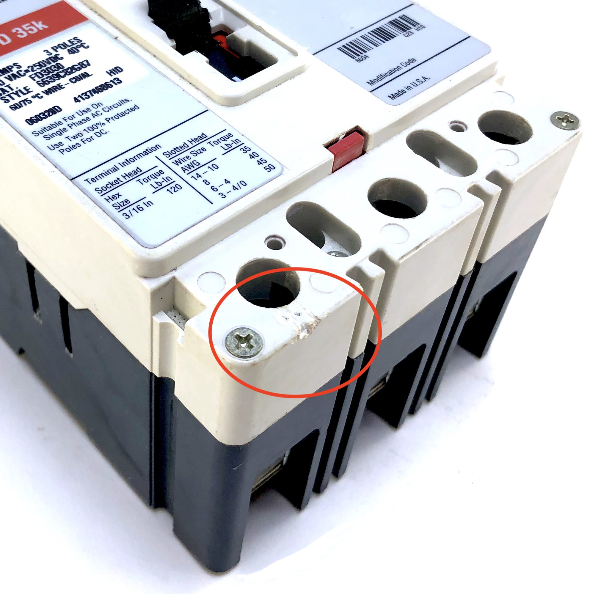 Eaton FD3030 3 Pole 30 Amp 600 Vac Circuit Breaker (CHIP)