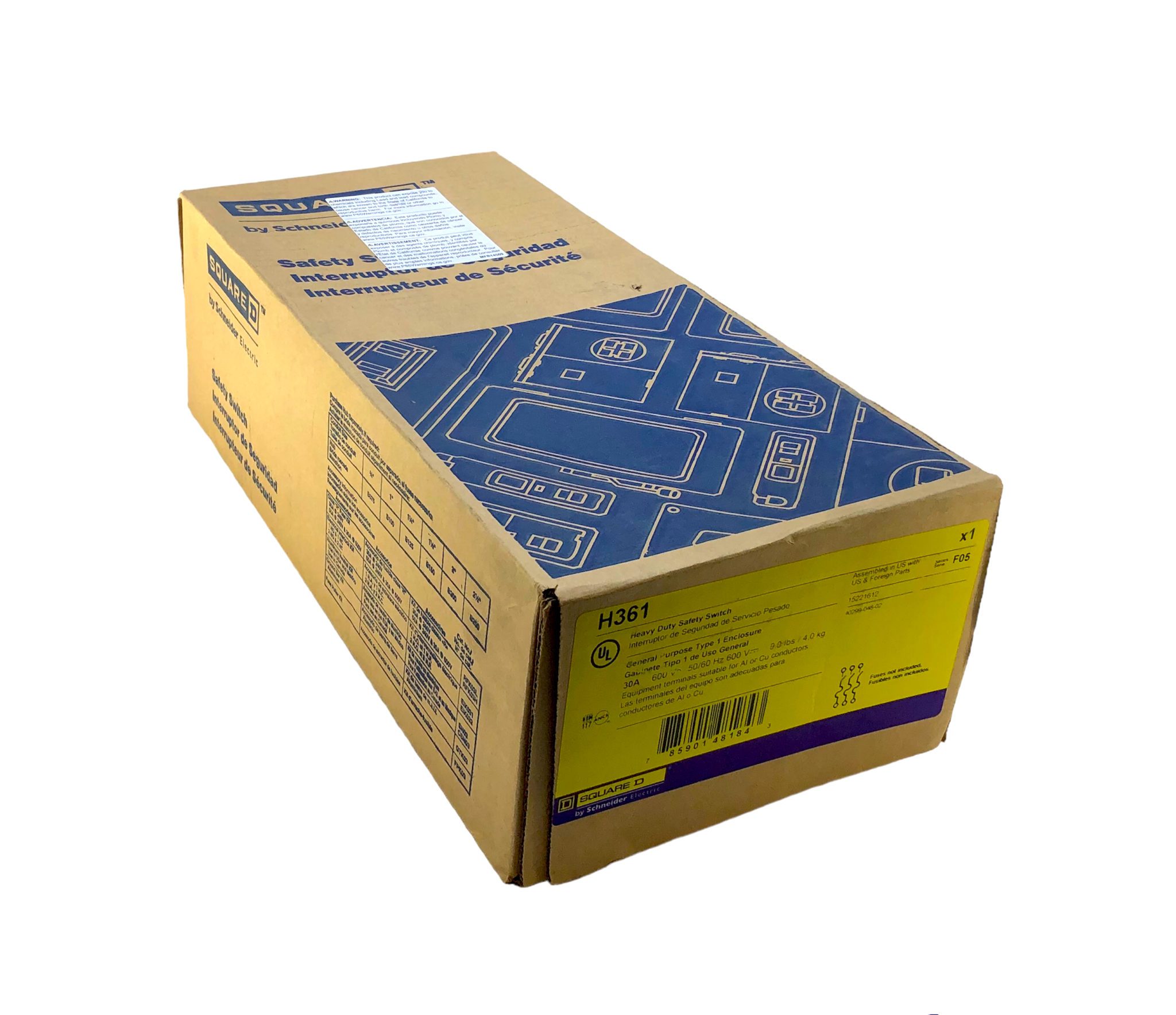 Square D H361 3P3W 30 Amp 600 Vac Fusible Safety Switch (SEALED)